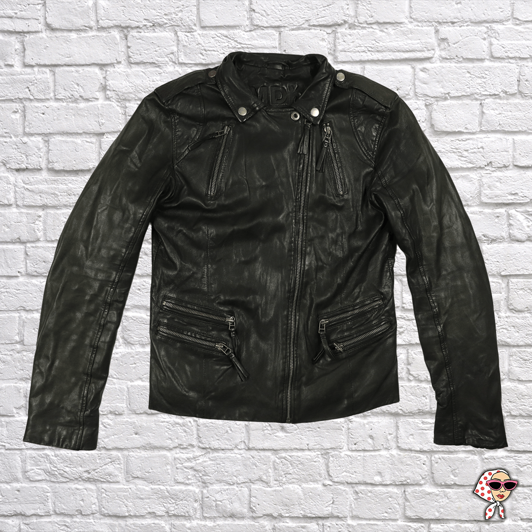 Genuine Leather × MDK MDK BIKER MOTORCYCLE SOFT LEATHER JACKET BLACK ...