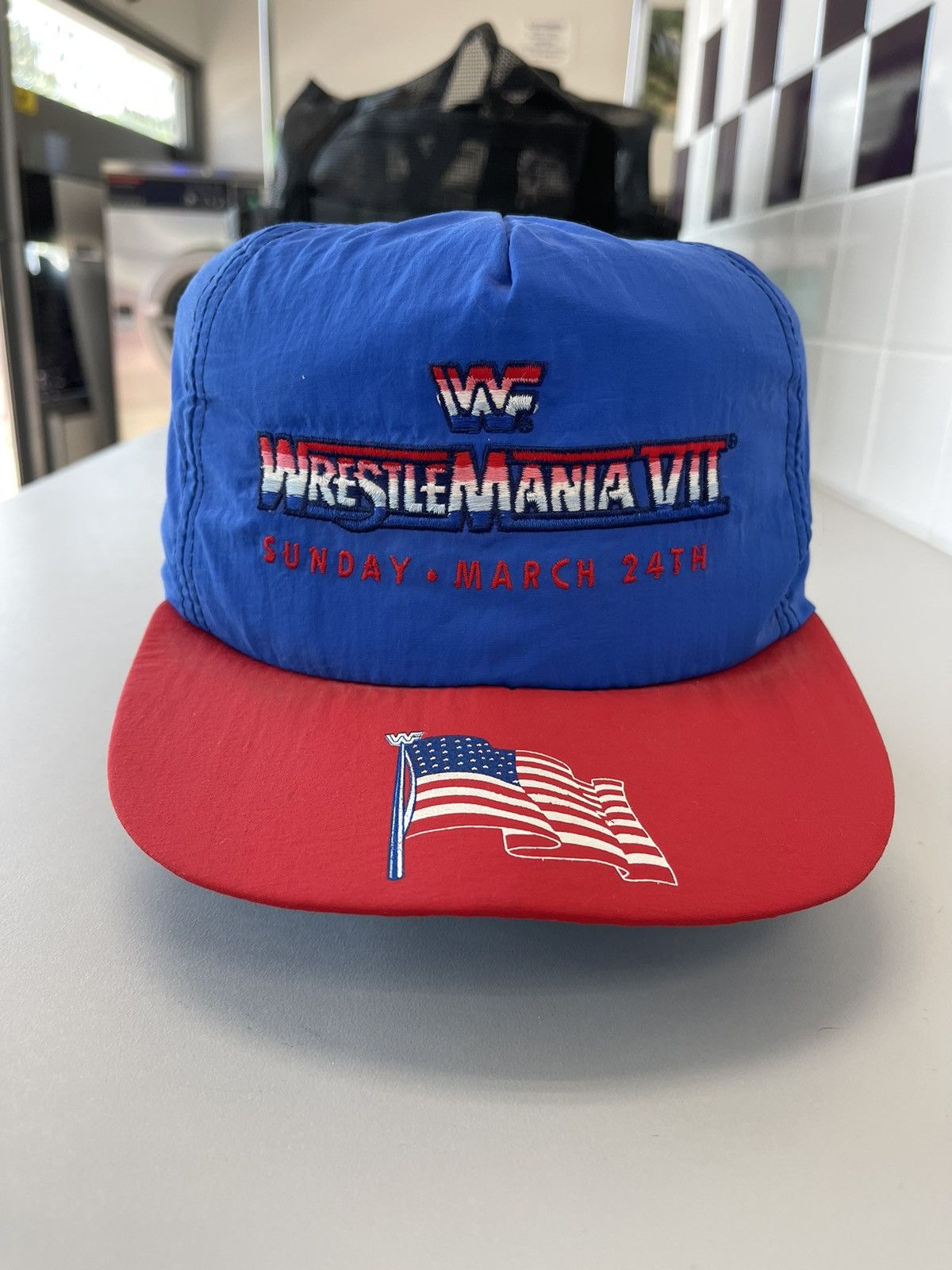 WWE × WWF Vintage 1991 91 WWF Wrestlemania 7 Hulk Hogan SnapBack Hat ...