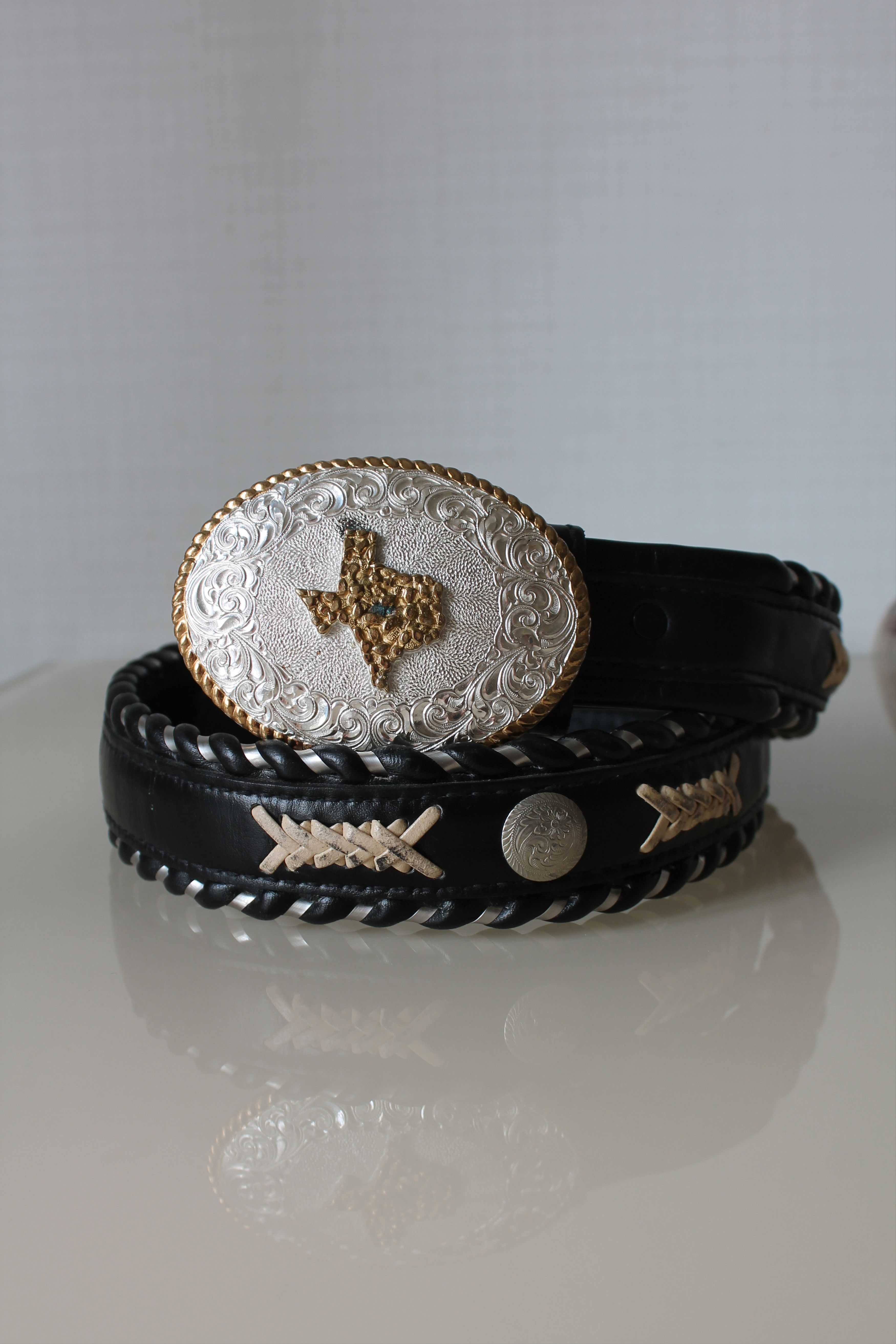 Vintage RARE! Crumrine Dundee heavy silver plate cowboy TEXAS belt ...