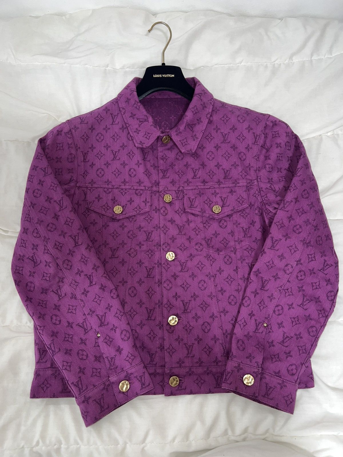 Louis Vuitton Louis Vuitton Purple Monogram Denim Jacket With Gold ...