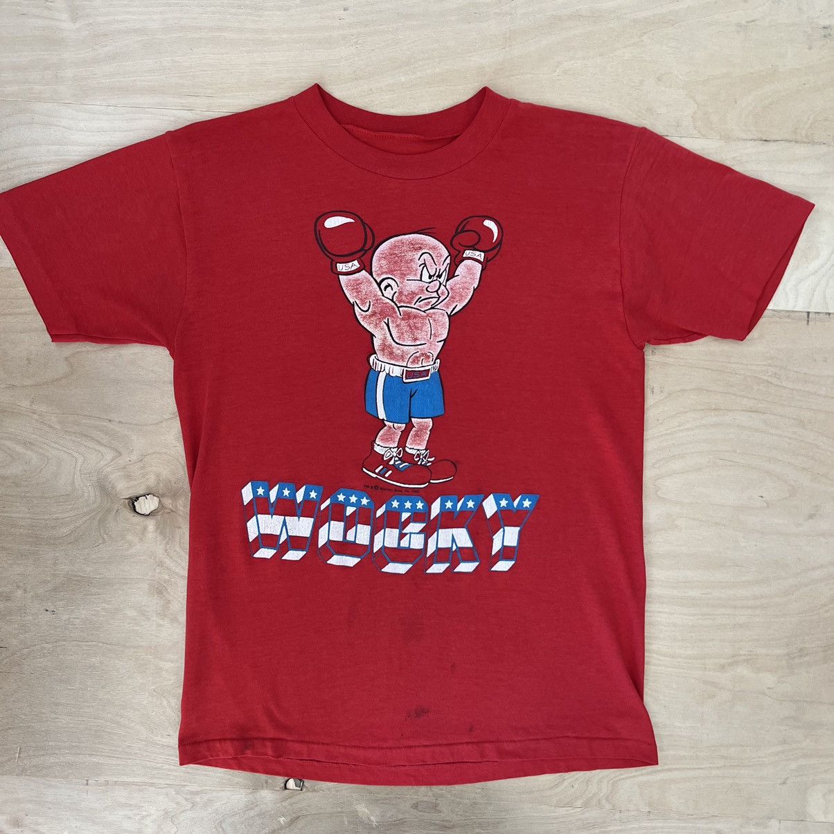 Made In Usa × Vintage Vintage Elmer Fudd Wocky Shirt S Red 80s Warner ...