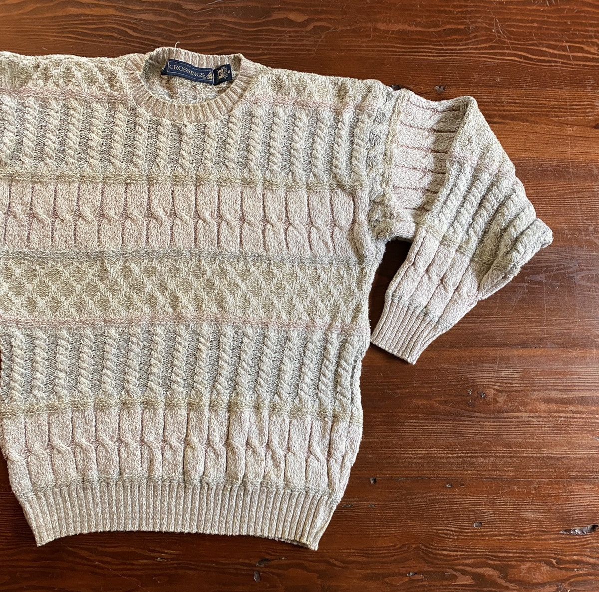 Vintage Vintage 90’s Crossings Multi Pastel Color Cable Knit Sweater ...