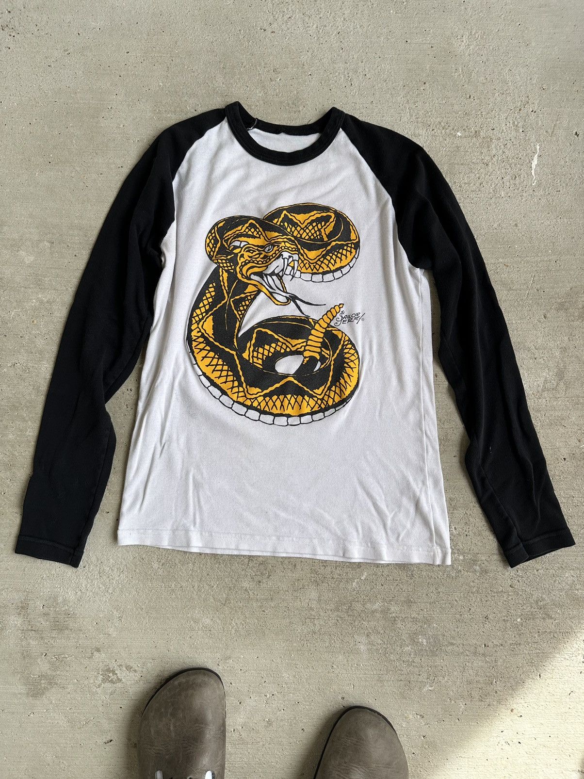 Streetwear × Vintage Vintage Sailor Jerry Snake Tattoo Design T Shirt ...