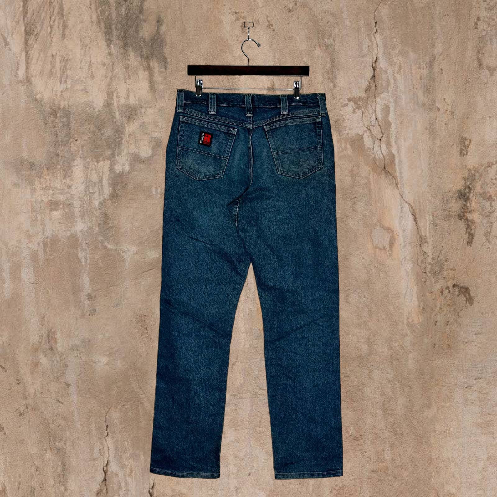 Vintage Wrangler Riggs Jeans Dark Wash Denim Relaxed Fit Work Wear ...