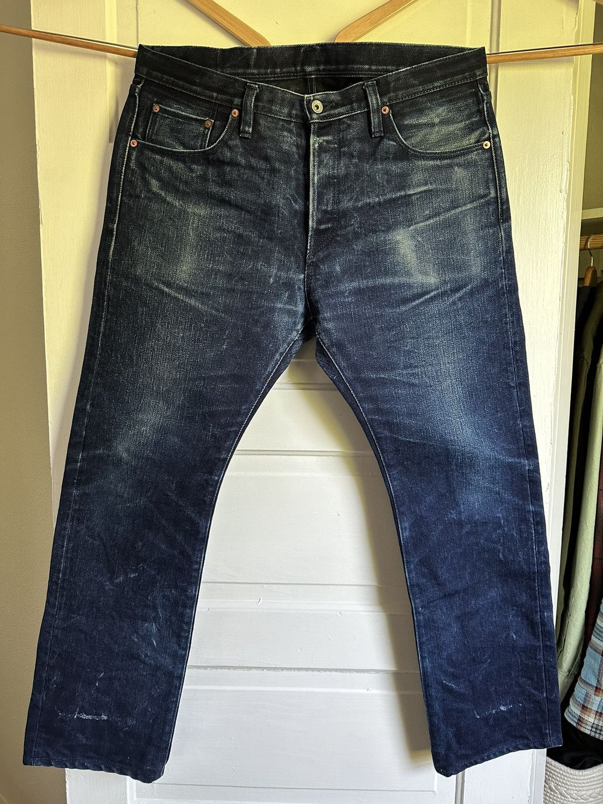 Iron Heart IH-555S-19ib super slim cut selvedge jeans - indigo/black ...