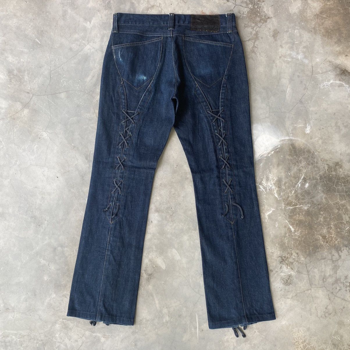 Japanese Brand Yoshiyuki konishi flare jeans rope bondage jeans nice ...