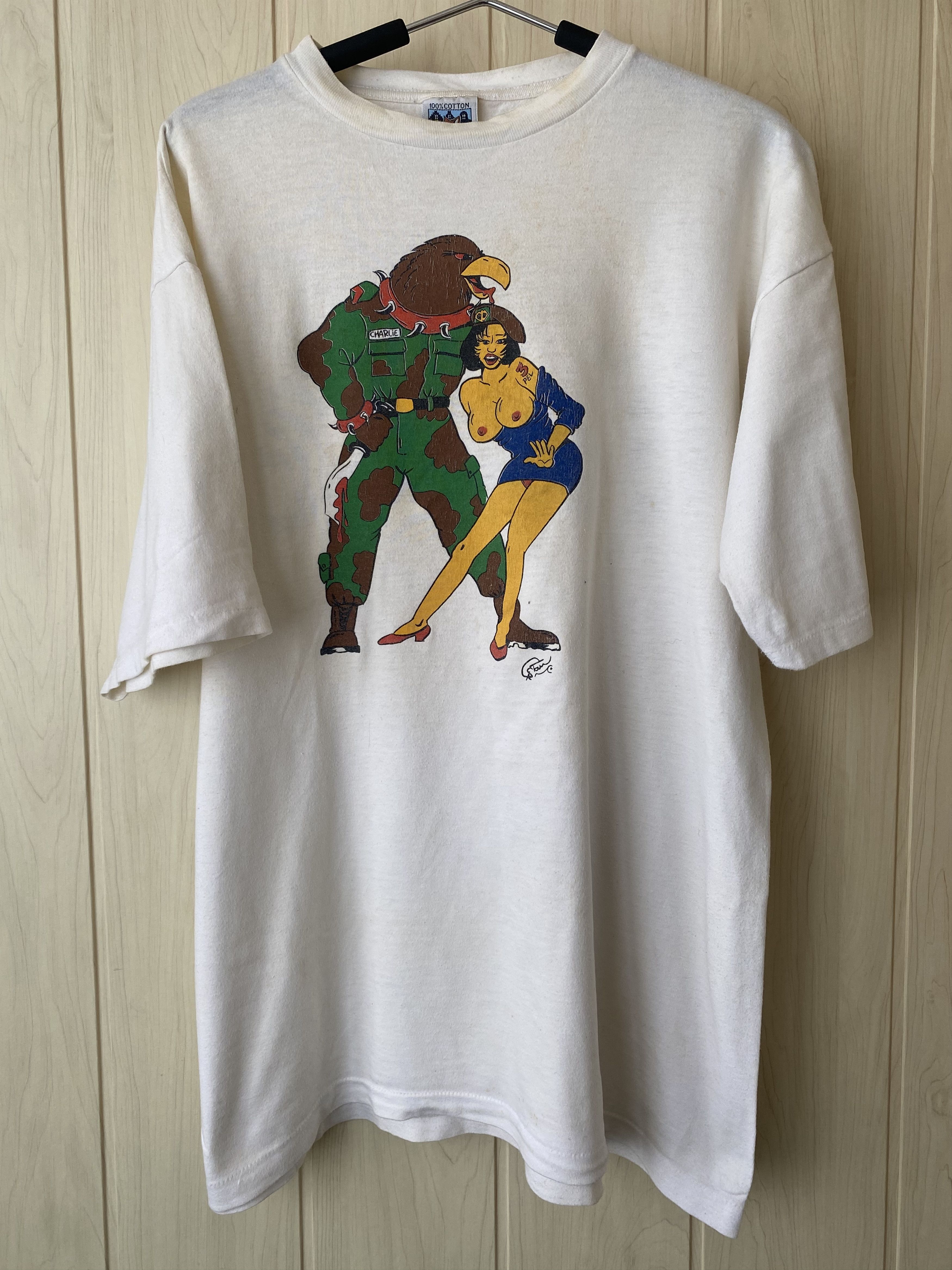 Vintage Vintage 90’s Charlie Army Eagle nude girl t-shirt | Grailed