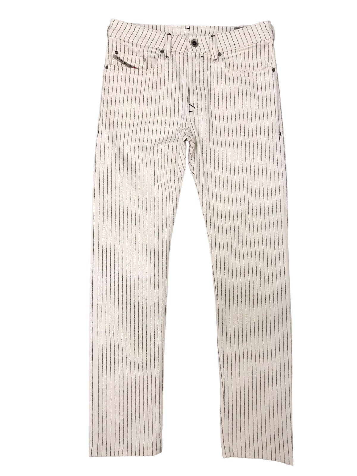 Diesel DIESEL Buster Regular Slim Tapered White Striped Jeans | Grailed