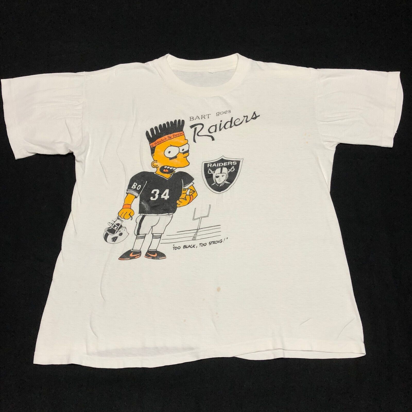 Vintage RARE Vintage 90s Black Bart Simpson Raiders Football Hip Hop ...