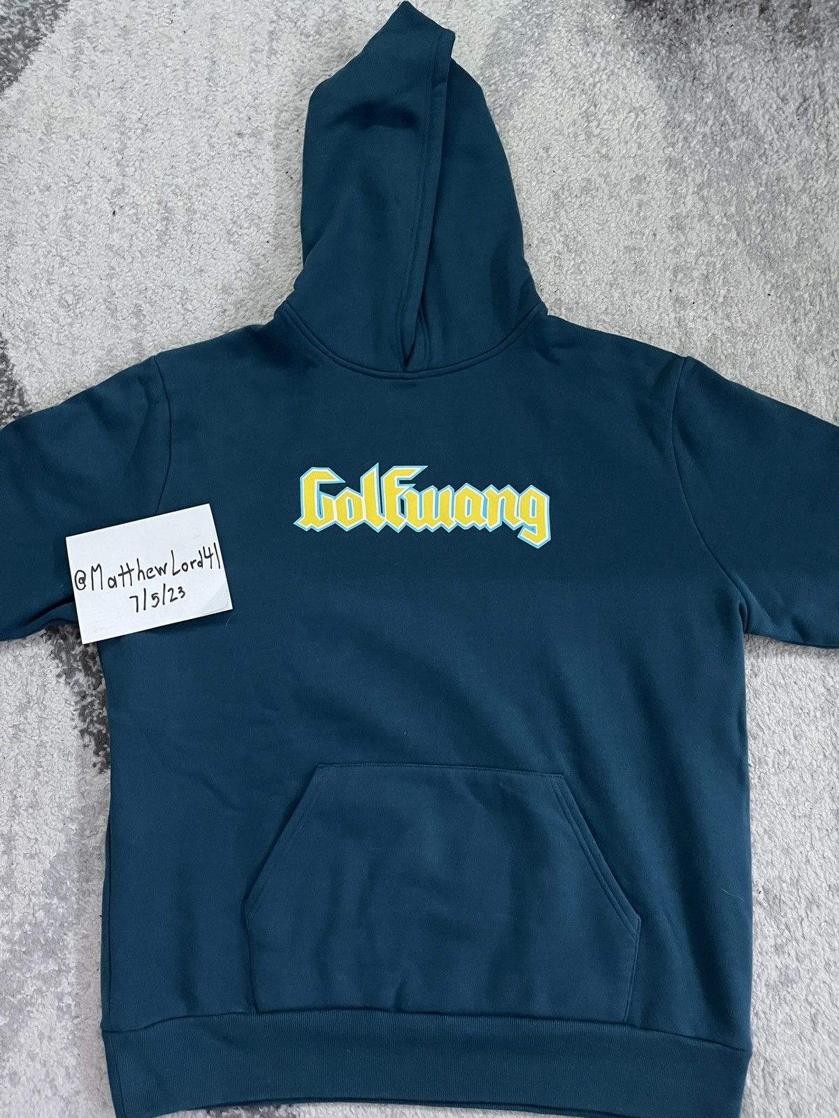 Golf Wang Golf Wang Blue Green/Golden Old English Font Hoodie | Grailed