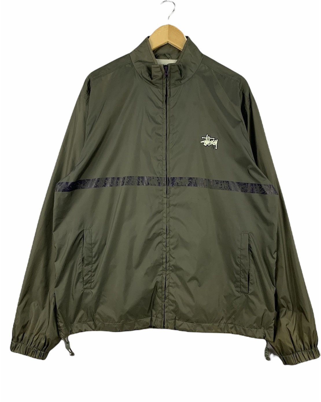 Stussy × Vintage Stussy Windbreaker Full Zipper Jacket Grey Large | Grailed