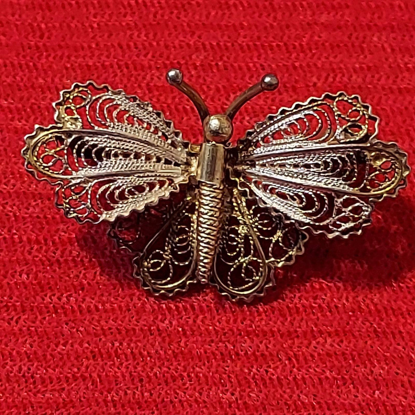 Antique Antique 800 Fine Silver Wire Filigree Butterfly Brooch Pin ...
