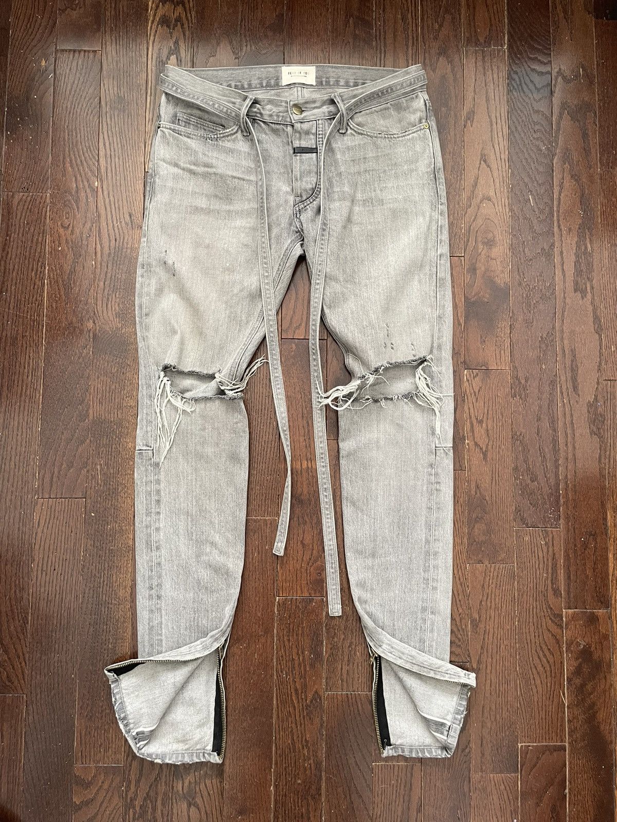 Fear of God Fear of God Sixth Collection Distressed Denim Jeans Gray ...