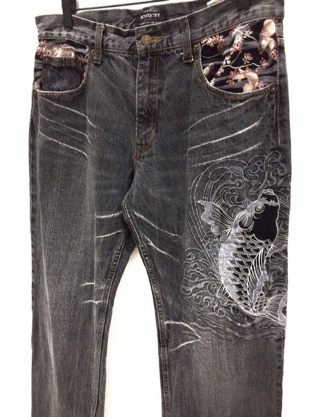 Japanese Brand Japanese Brand Roverty Embroidery Fish Koi Japan Denim ...