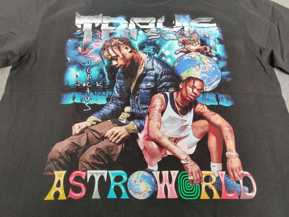 Streetwear Travis Scott Astroworld Graphic T-shirt Extra Large Black ...