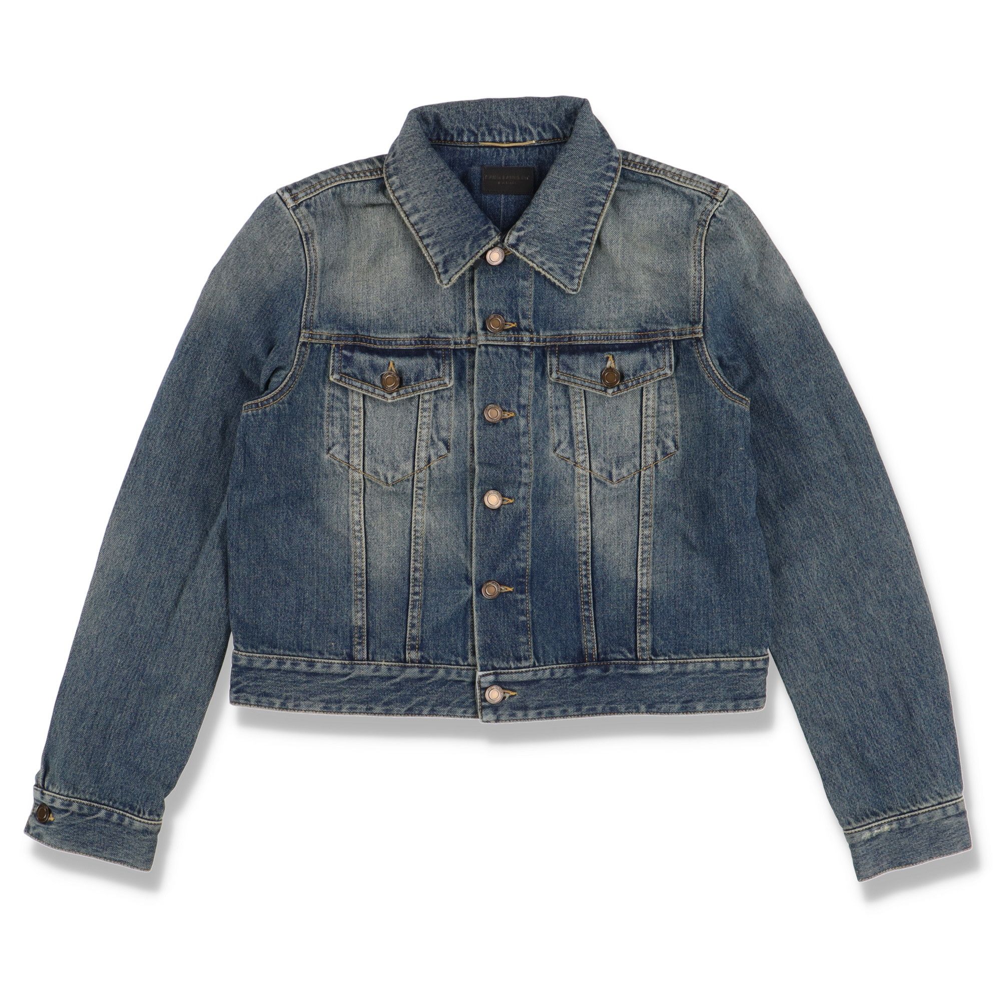 Saint Laurent Paris Dirty Vintage Blue Fitted Denim Jacket | Grailed