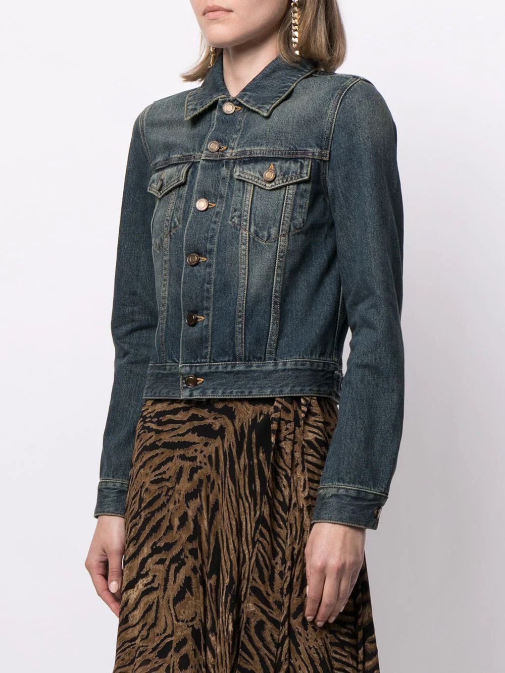 Saint Laurent Paris Dirty Vintage Blue Fitted Denim Jacket | Grailed