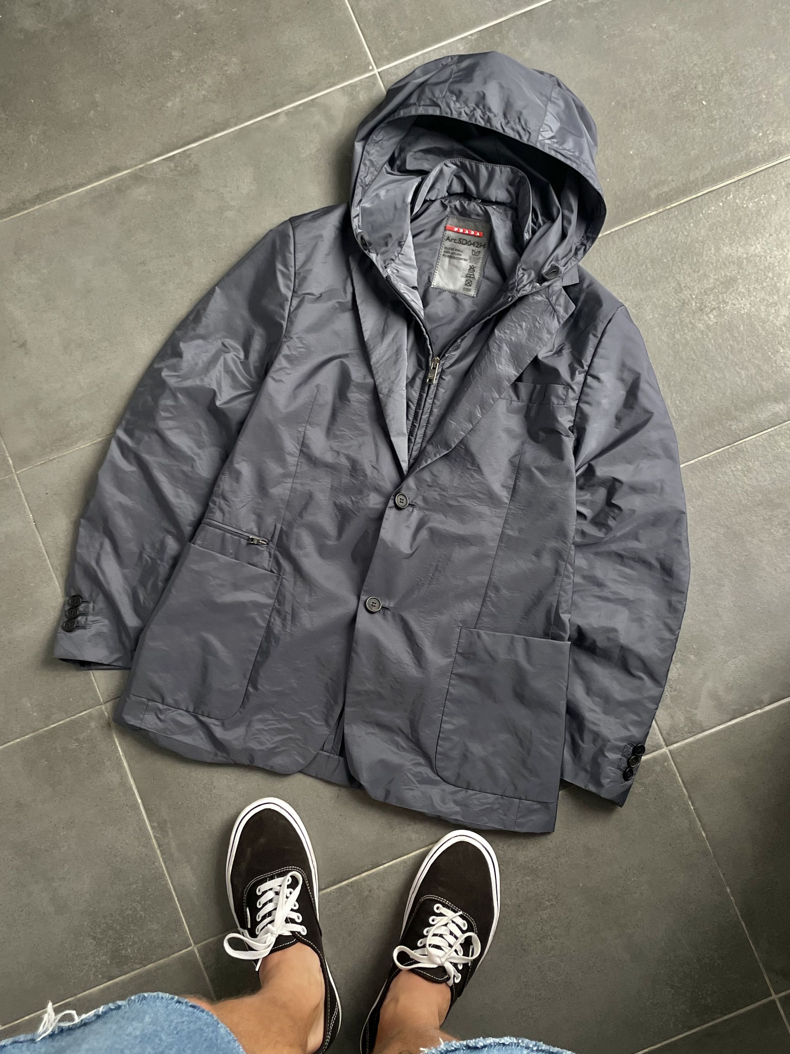 Prada Prada Jacket Nylon Blazer Coat Shell Detachable Red Tab Grailed