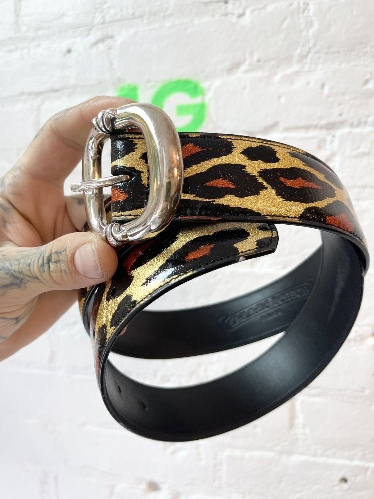 Chrome Hearts Chrome Hearts NEW SZ34-36 LEATHER Leopard Roller Belt ...