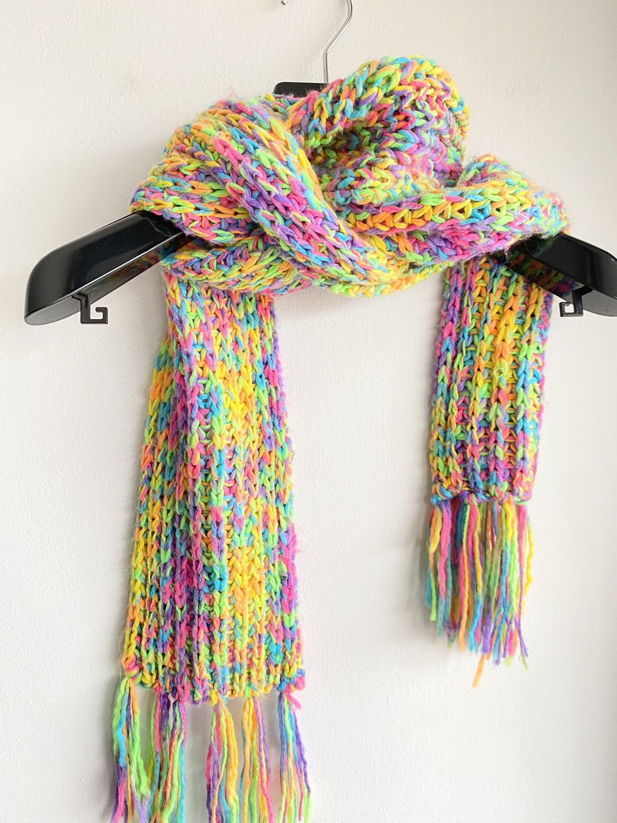 Custom × Vintage VINTAGE 2000s Custom KNIT Multi Colored SOFT Scarf ...