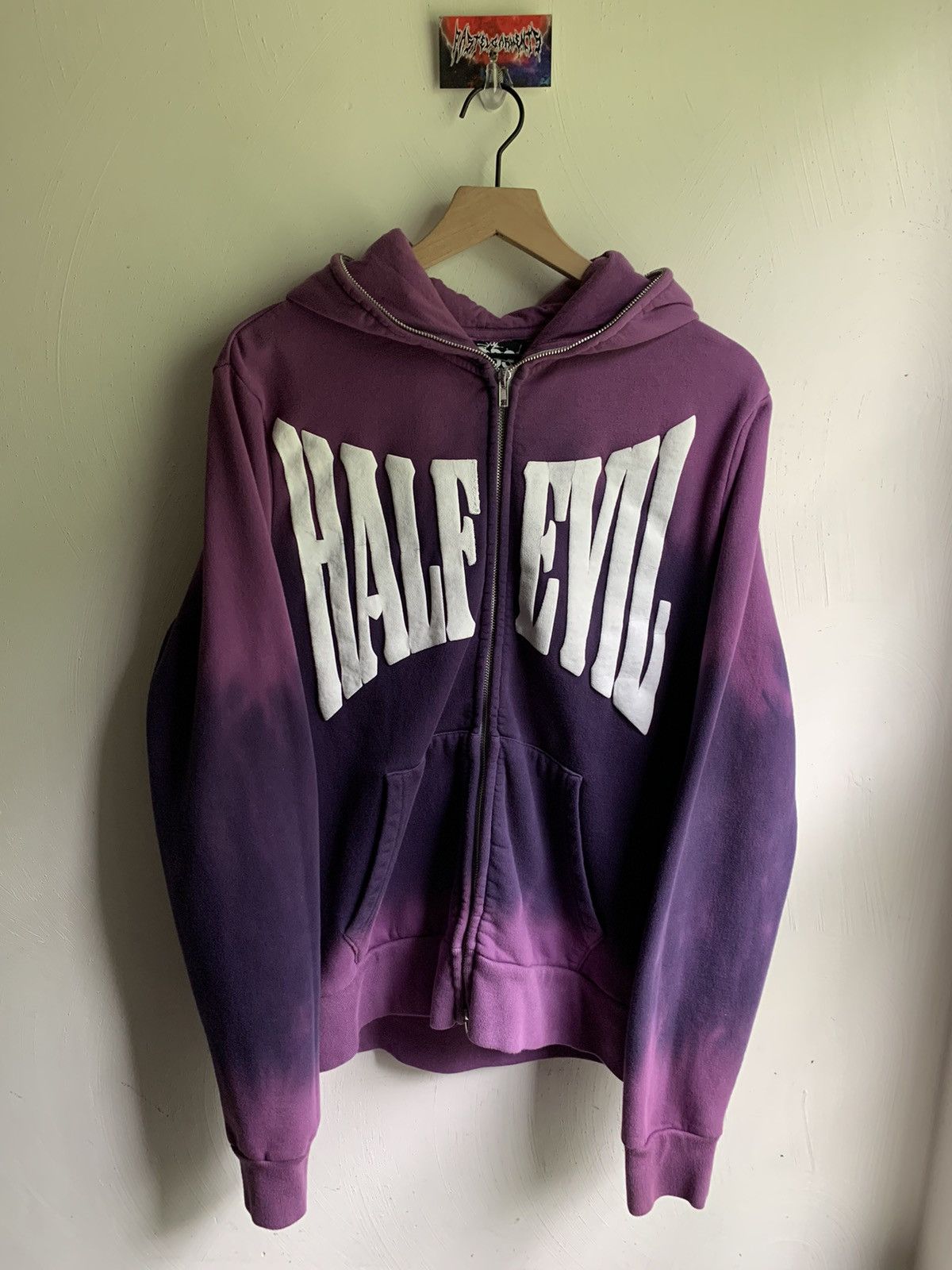 Half Evil × Streetwear Half Evil Purple Dye Arch Logo Full Zip Hoodie ...