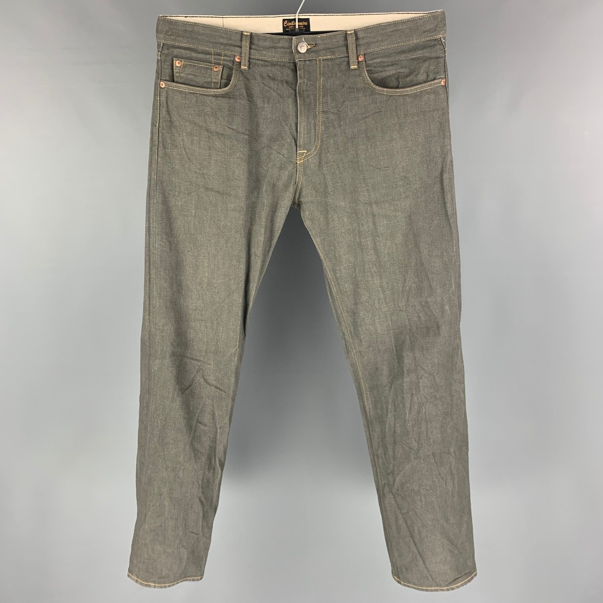Civilianaire Grey Contrast Stitch Selvedge Denim Jeans | Grailed