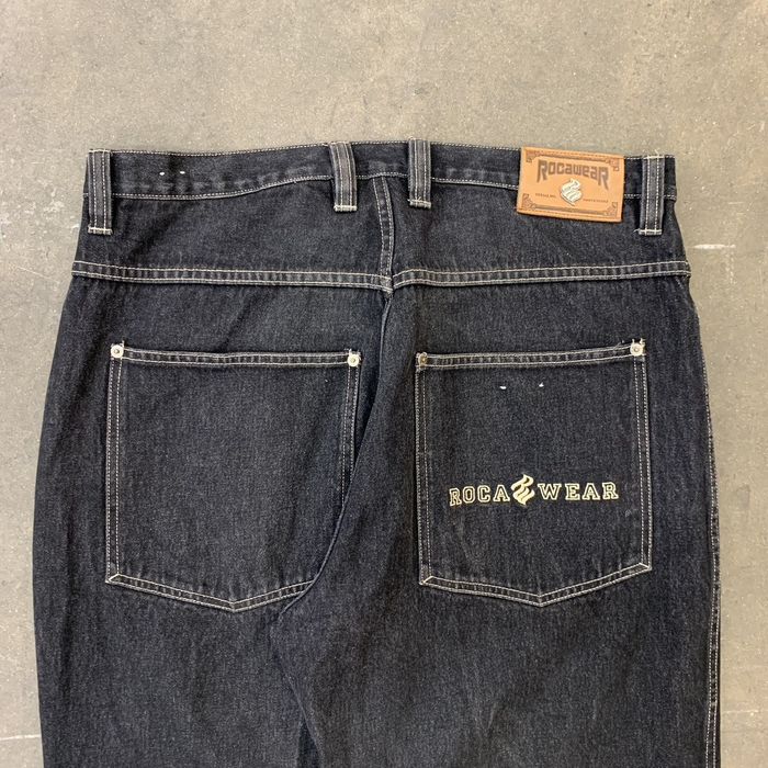 Vintage vintage 90s Rocawear logo print black baggy fit jeans | Grailed