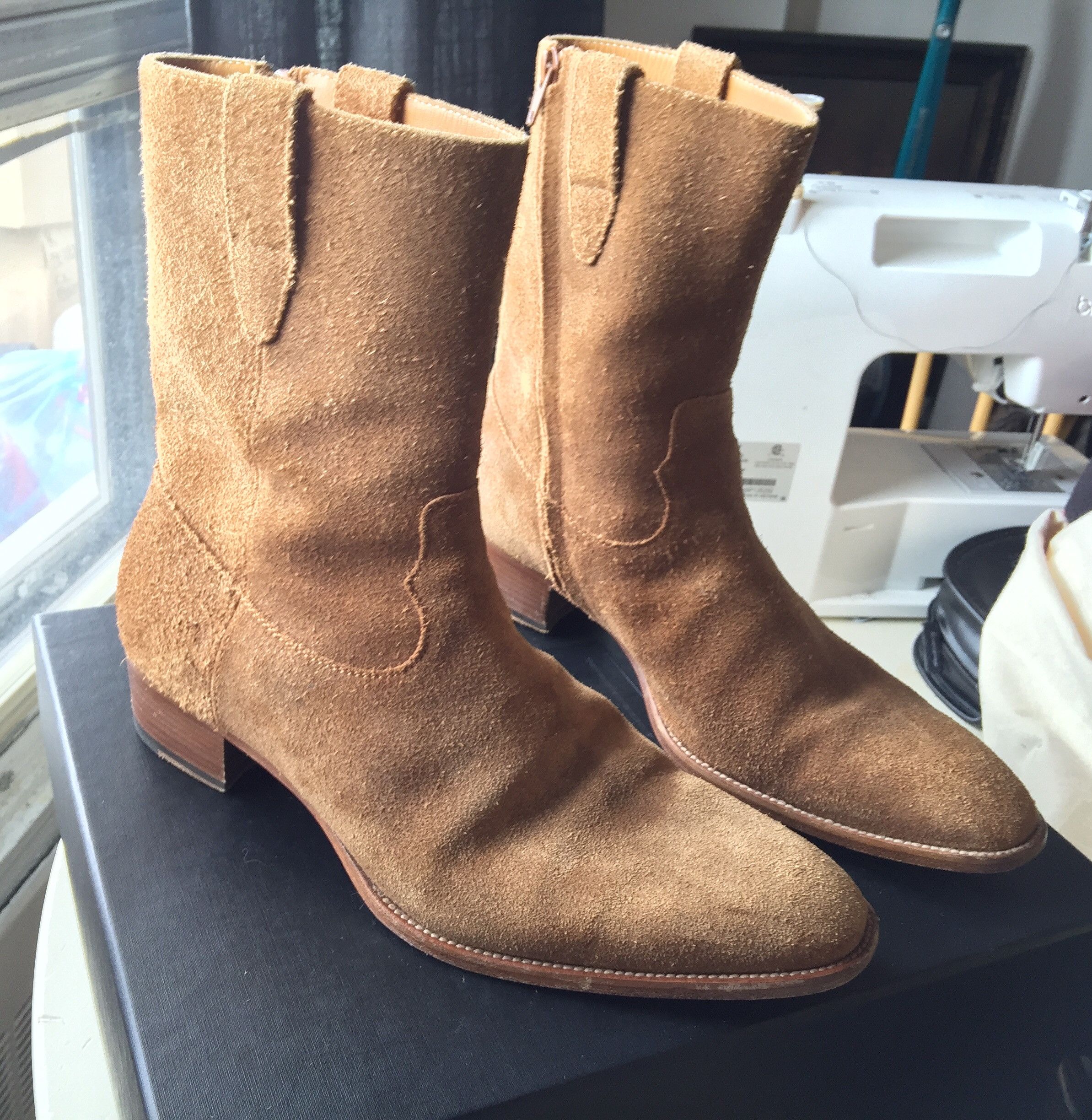 Saint Laurent Paris SLP Tan Western Wyatt boots | Grailed