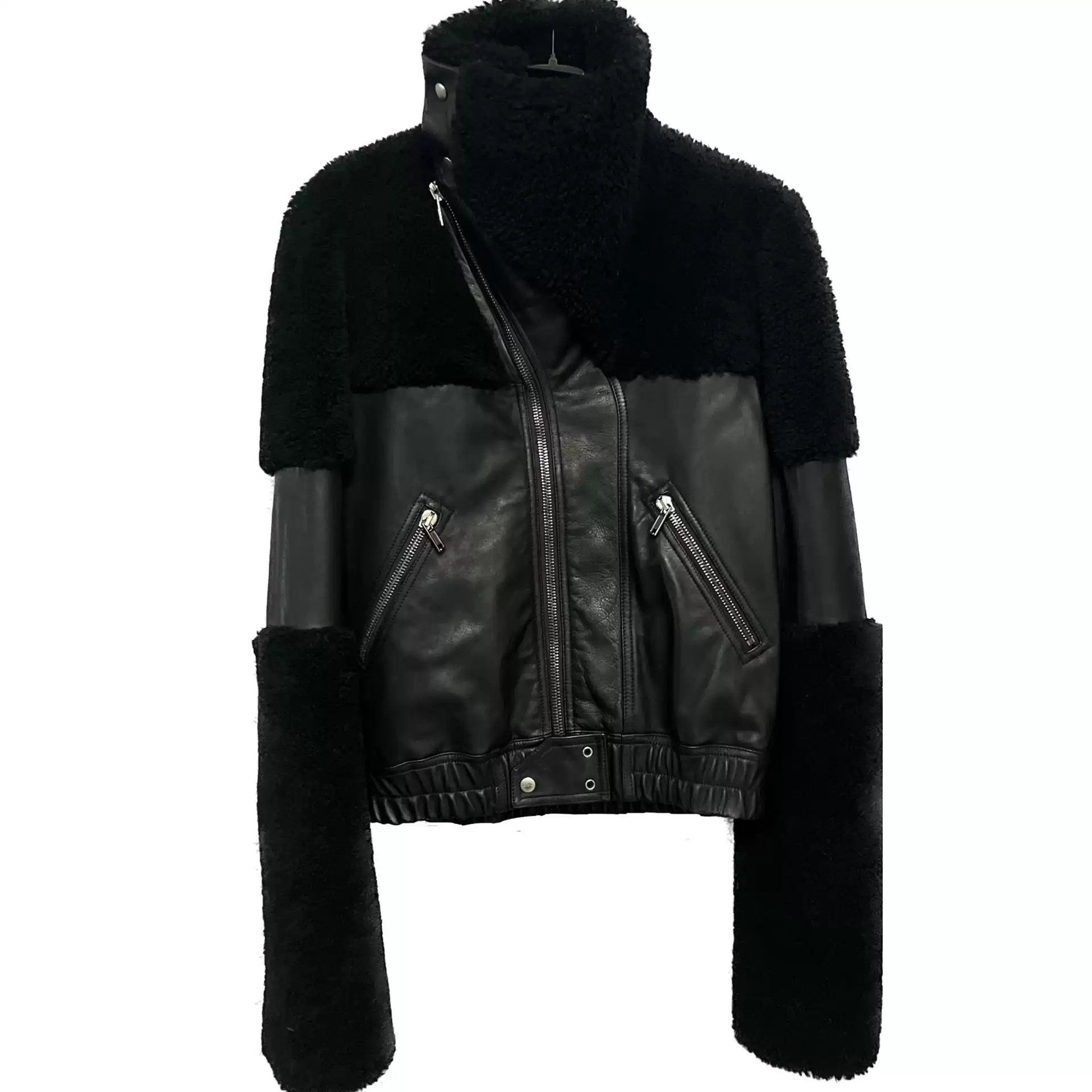 Rick Owens Rick Owens ro black leather&fur super cool jacket for winter ...