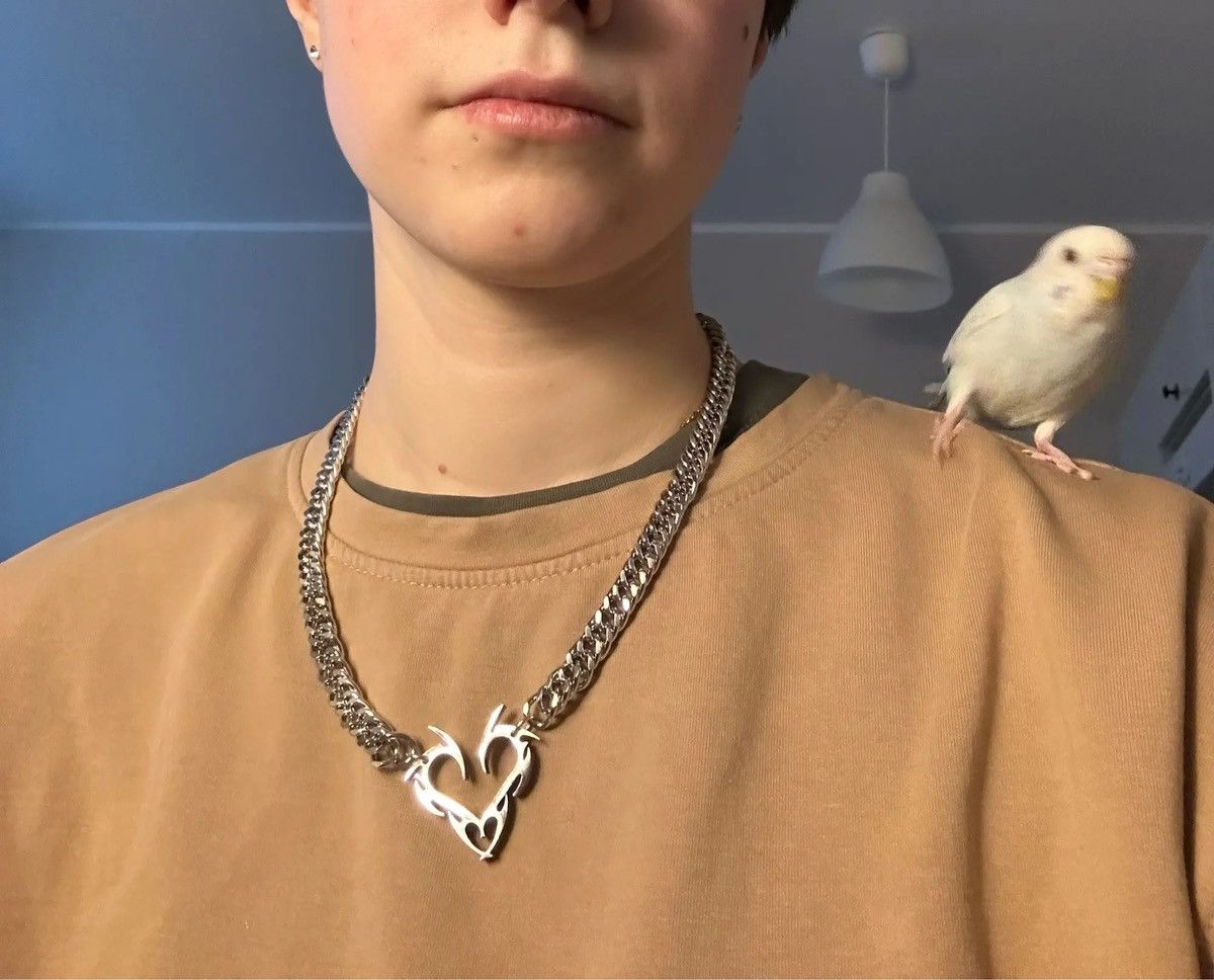 Cuban Link Chain Hollow Steel Flame Love Heart Necklace | Grailed