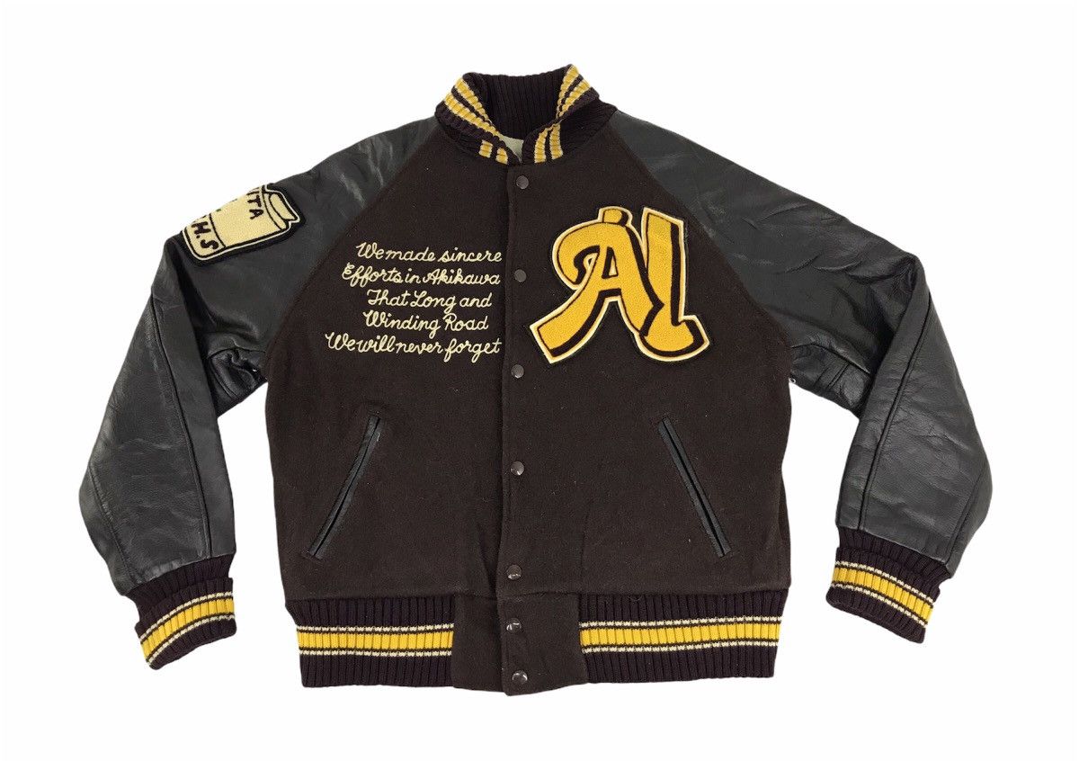 Leather × Varsity Jacket × Vintage TM Athletics USA AI 22nd Arikawa ...