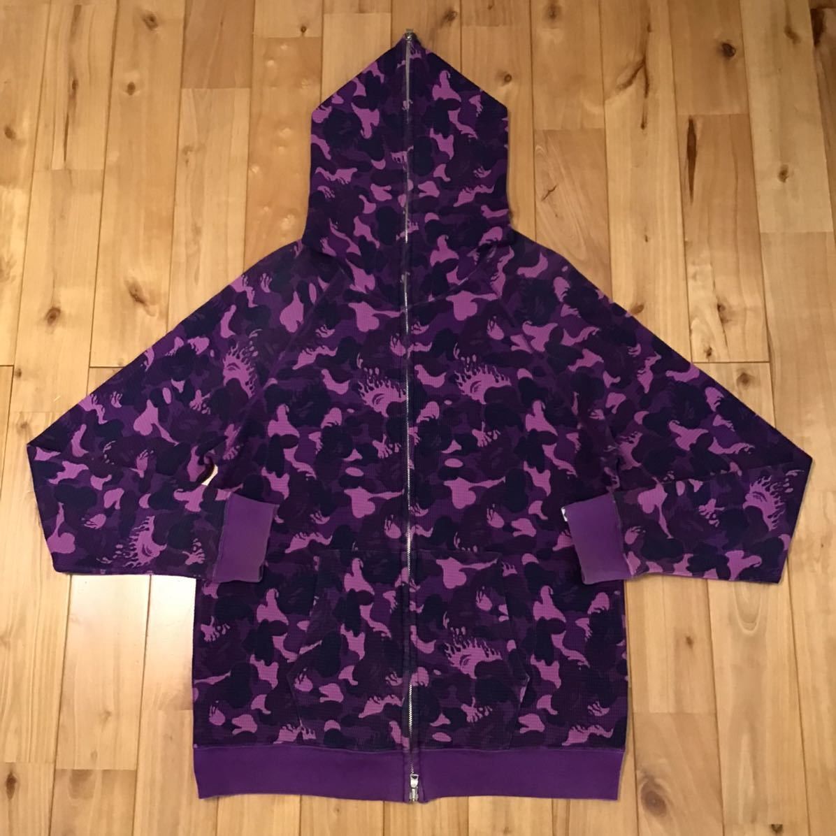 Bape BAPE Fire camo full zip hoodie purple camo flame | Grailed