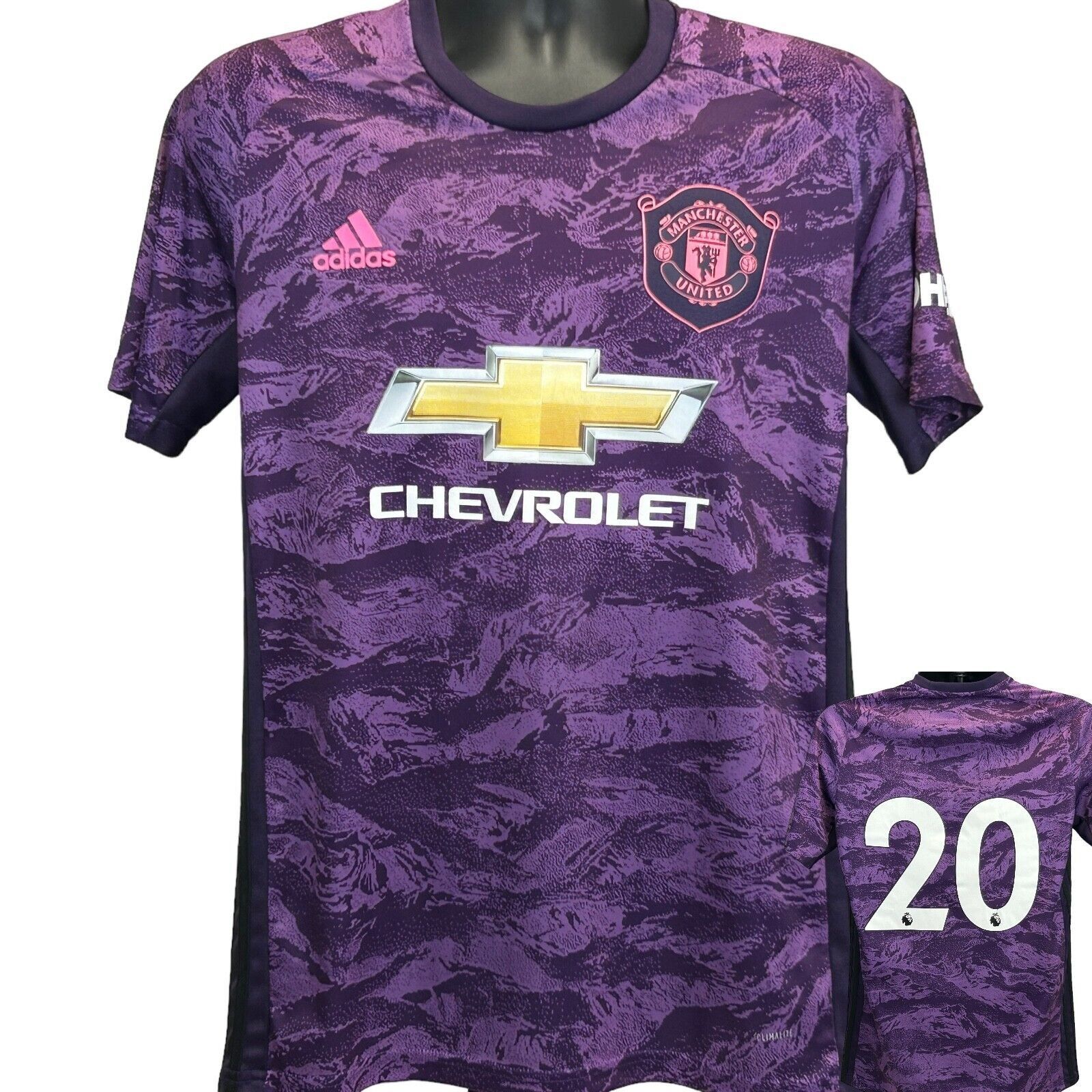 Adidas Manchester United 20 Soccer Jersey T Shirt Purple Football M ...