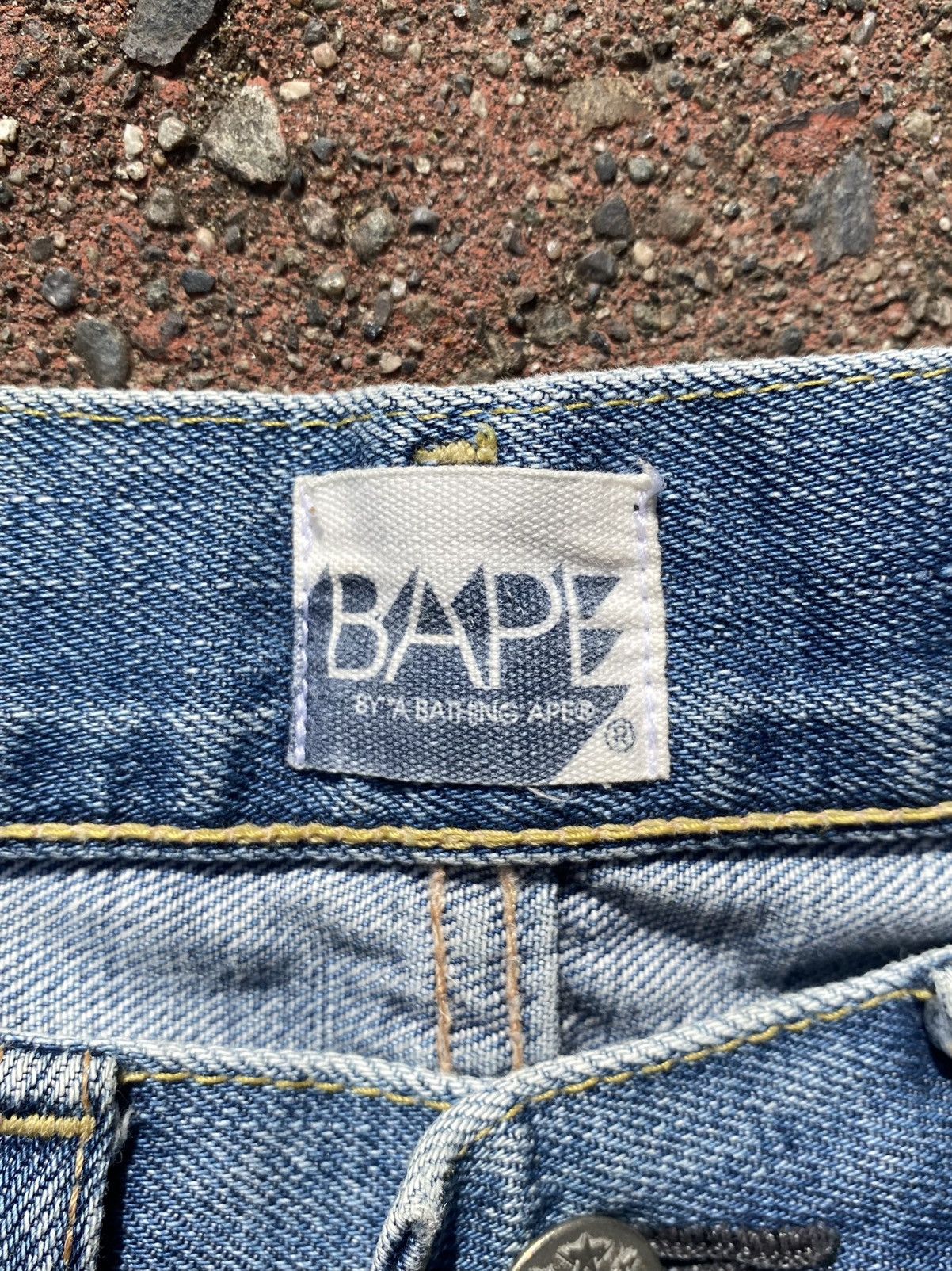 Bape A Bathing Ape Multi Logo Denim Jeans Light Wash Nigo Style | Grailed
