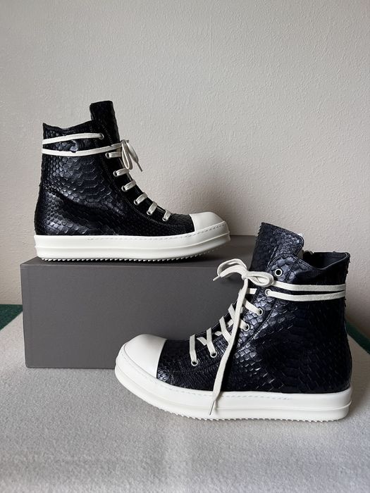 Rick Owens Rick Owens Python Leather Ramones Hi in Black | Grailed