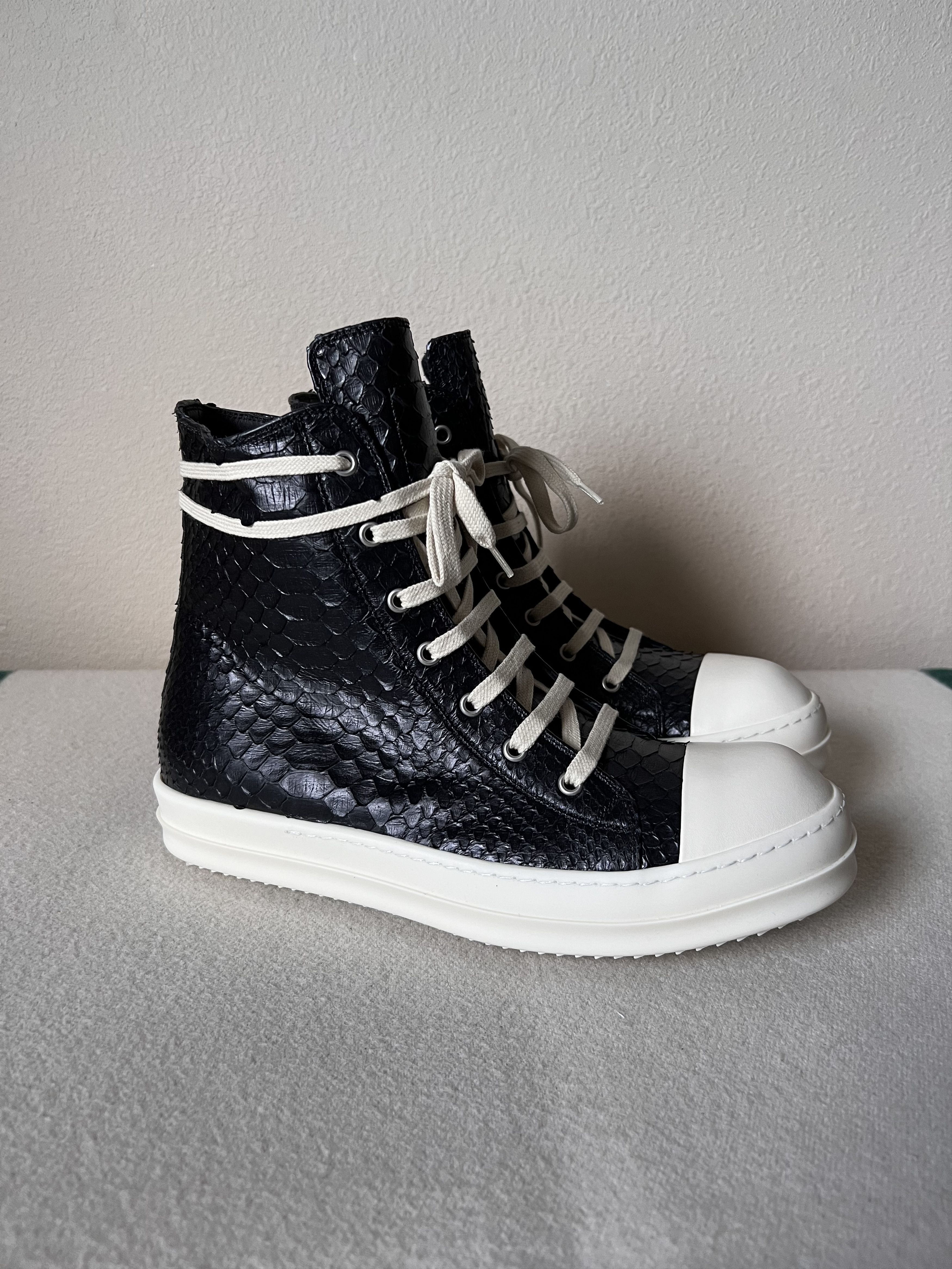 Rick Owens Rick Owens Python Leather Ramones Hi in Black | Grailed