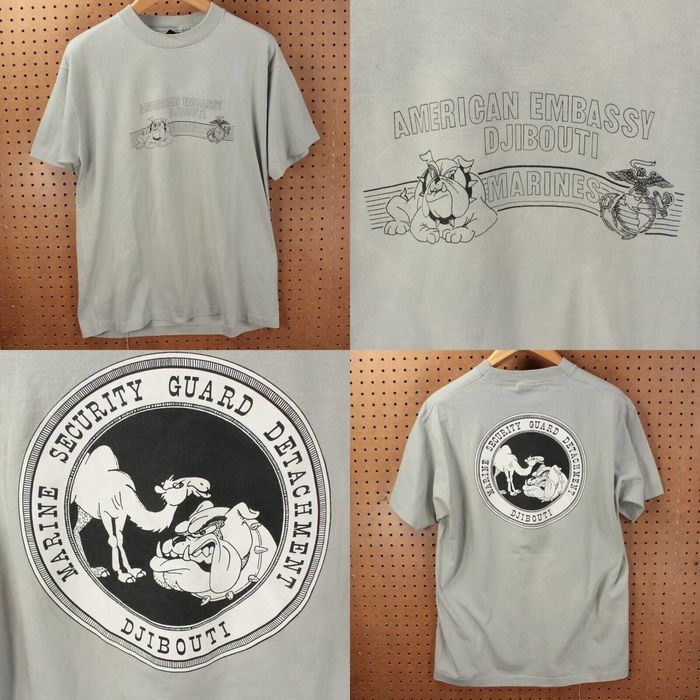 Screen Stars vtg 90s usa single stitch t-shirt XL marine security guard ...