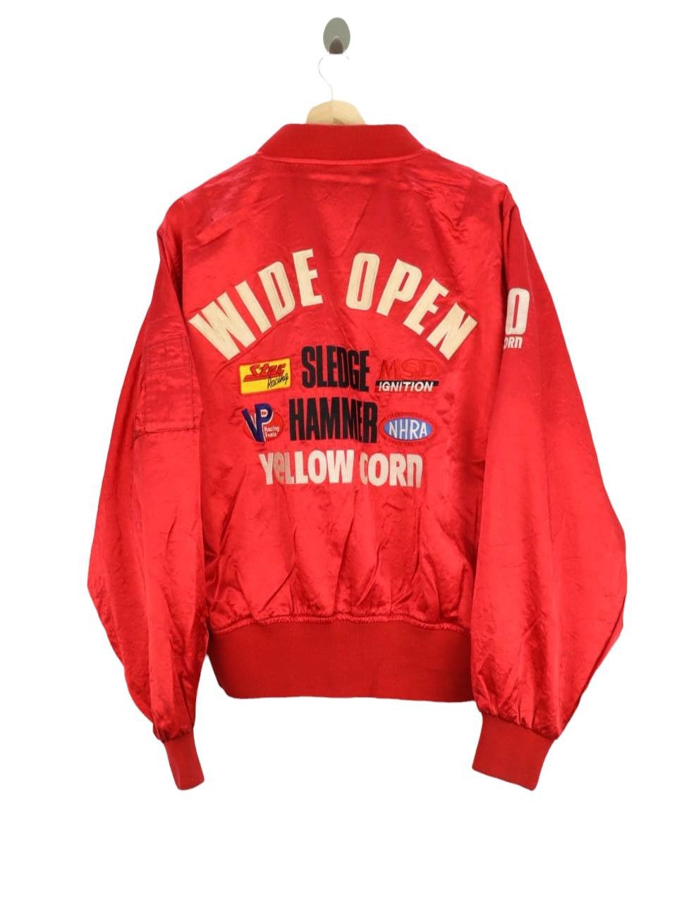 Bomber Jacket × Racing × Yellow Corn 'Sledge Hammer' Wide Open Spellout ...