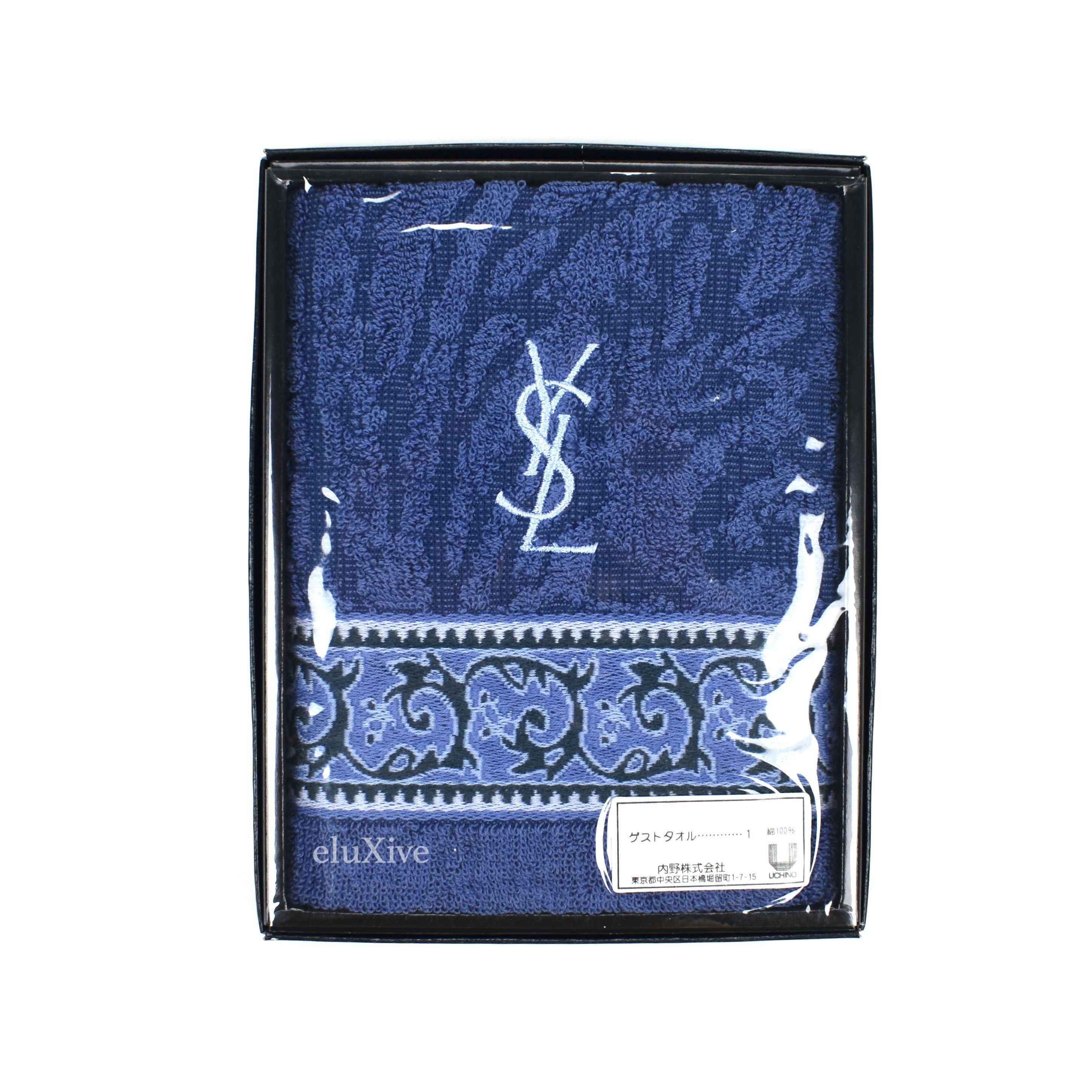 Yves Saint Laurent Blue Paisley YSL Logo Hand Towel (Medium) | Grailed