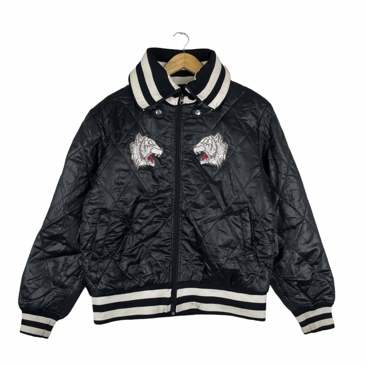 Japanese Brand Vintage SUKAJAN TIGER PANTHERA Japan Quilted Bomber ...