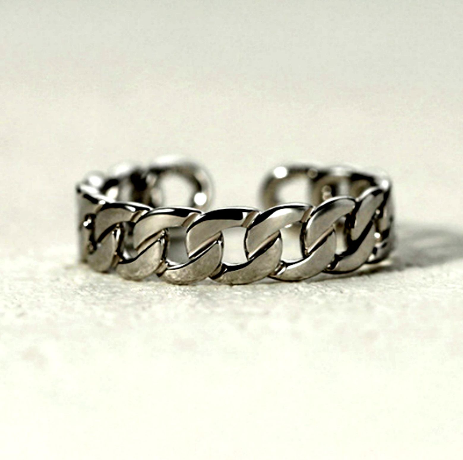 Vintage Punkrock Shiny Tiny Cuban Chain Silver Ring Unique Rare | Grailed