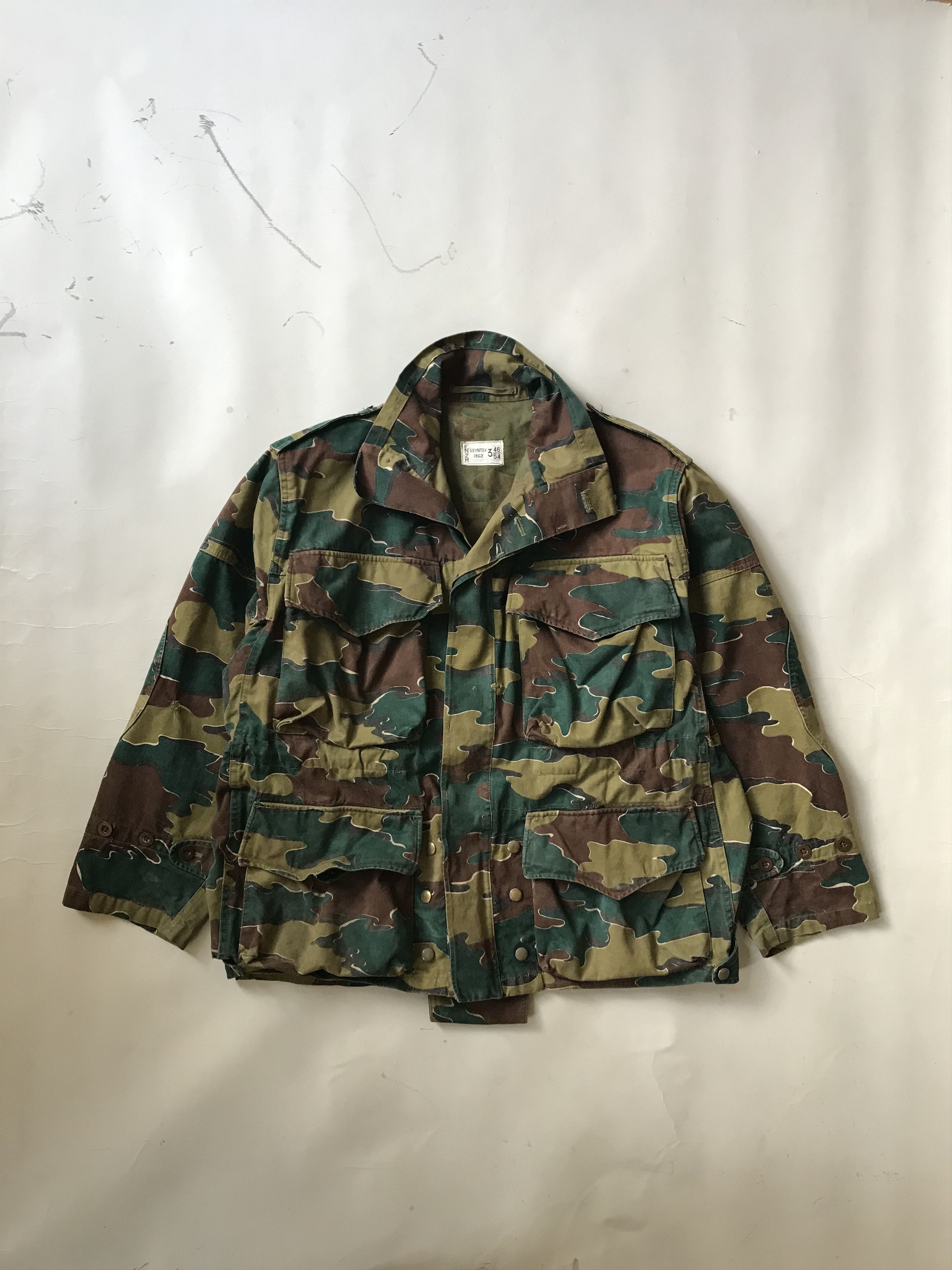 Vintage Vtg 60s 1962 Seyntex Jigsaw Camo Belgian Army Military Smock ...