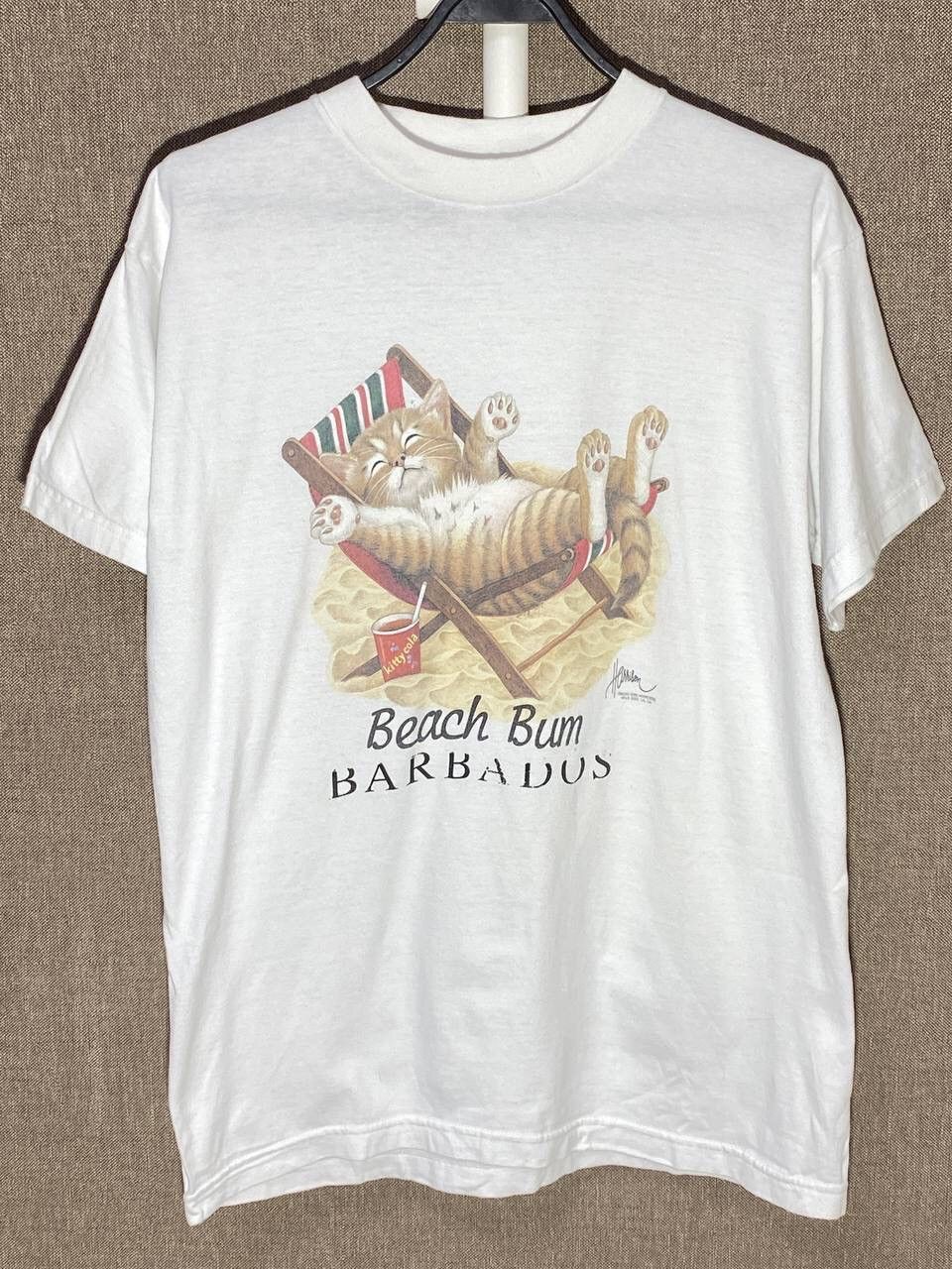 Vintage 90s Vintage Bob Harrison Cute Kitty ShortSleeve Art T-Shirt ...