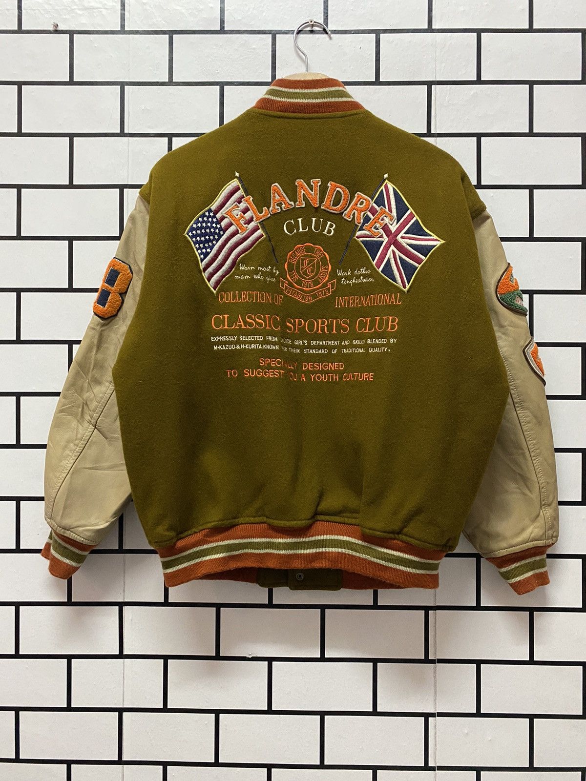 Varsity Jacket × Vintage Vintage Flandre Club Letterman Leather Wool ...