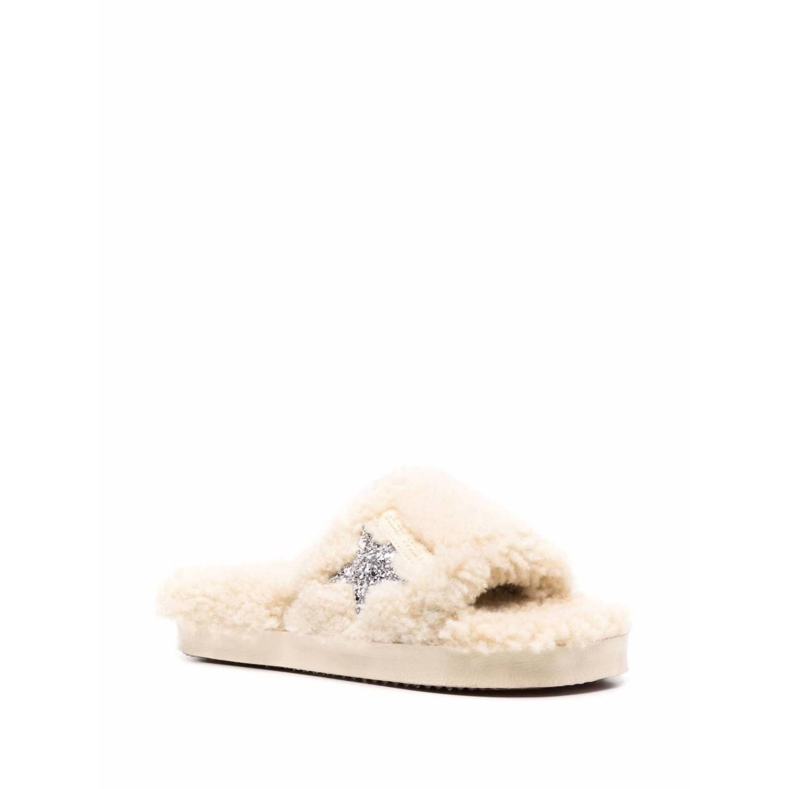 Golden Goose Poolstar Shearling Glitter Star Slide Slipper | Grailed