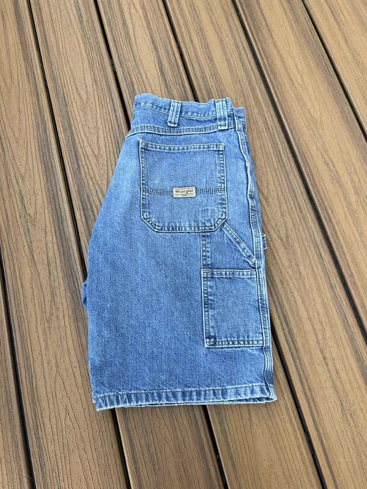 Streetwear Light Blue Wash Wrangler Carpenter Denim Jean Shorts Jorts ...