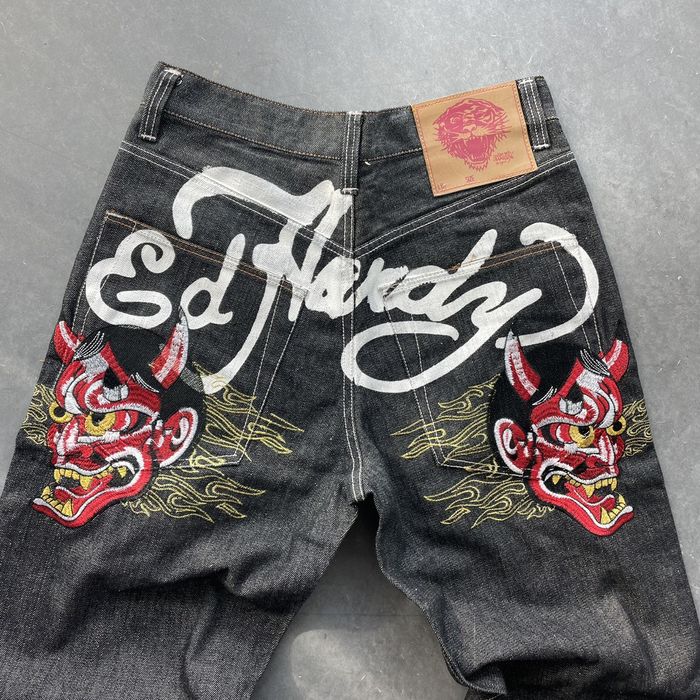 Vintage Crazy Vintage Y2K Ed Hardy Baggy Jeans Devil Embroidered | Grailed