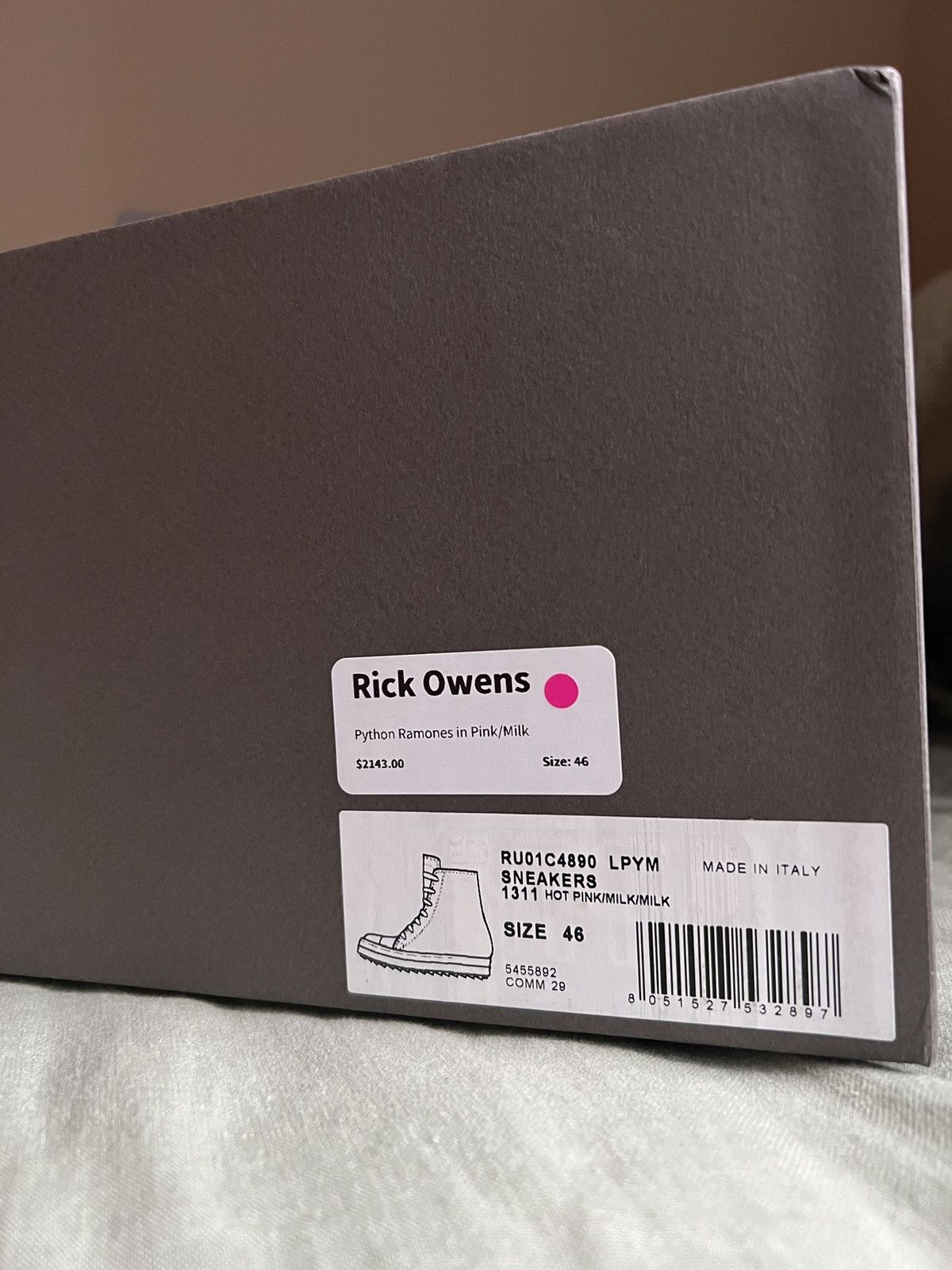 Rick Owens Rick Owens Python Leather Ramones Hi in Hot Pink | Grailed