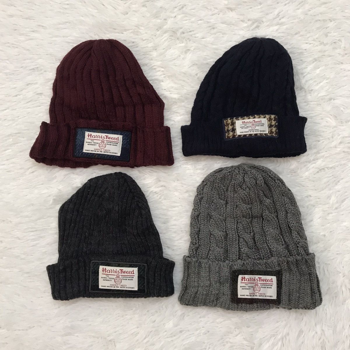 Harris Tweed × Hat × Streetwear Harris Tweed 4 Pieces Snow Cap/Beanie ...