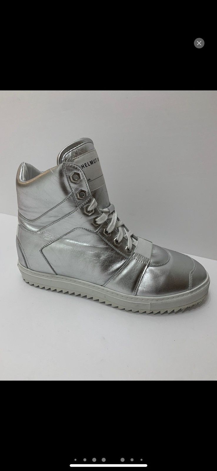 Helmut Lang HELMUT LANG METALLIC LEATHER HI-TOP SNEAKERS | Grailed